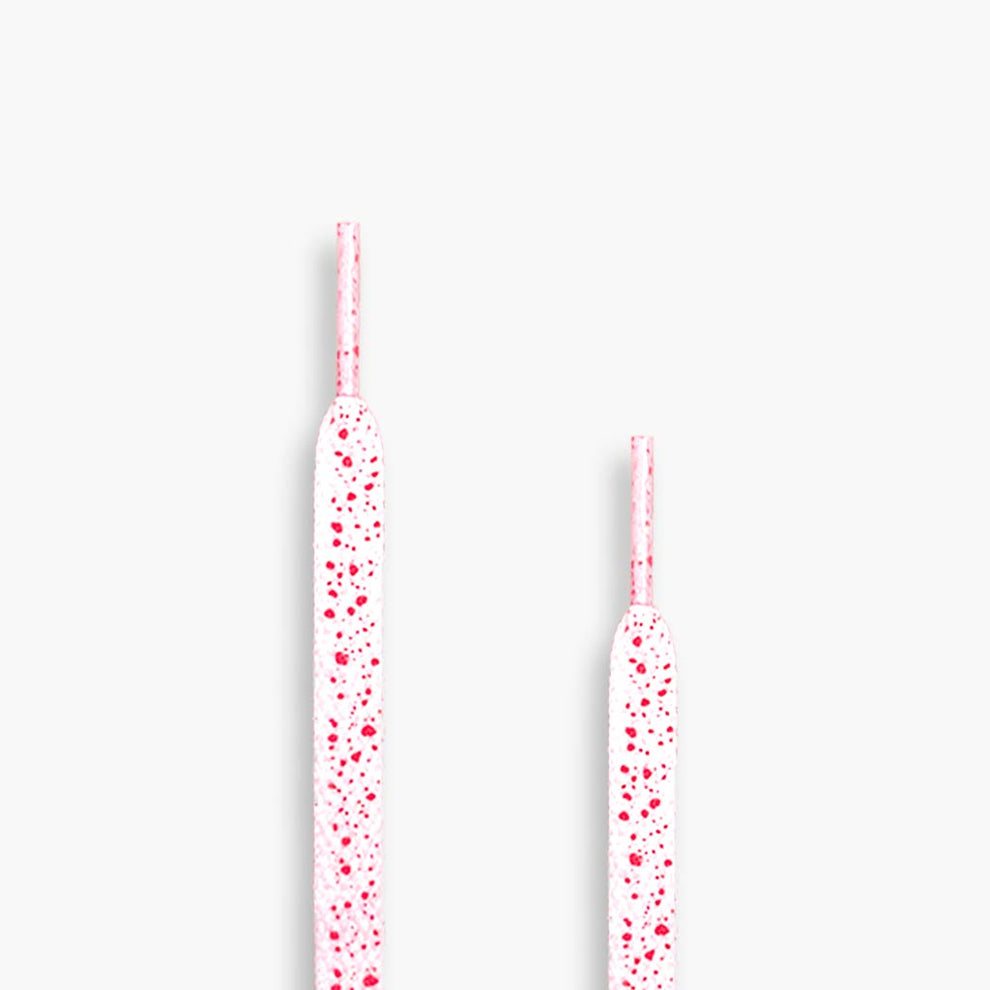 White/Red Cement Shoelaces - Paint Splashed Strapz Premium Sneaker Laces